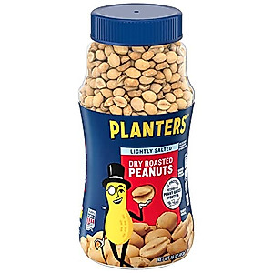 Planters Lightly Salted Dry Roasted Peanuts, 16.0 oz Jar (Pack of 6)