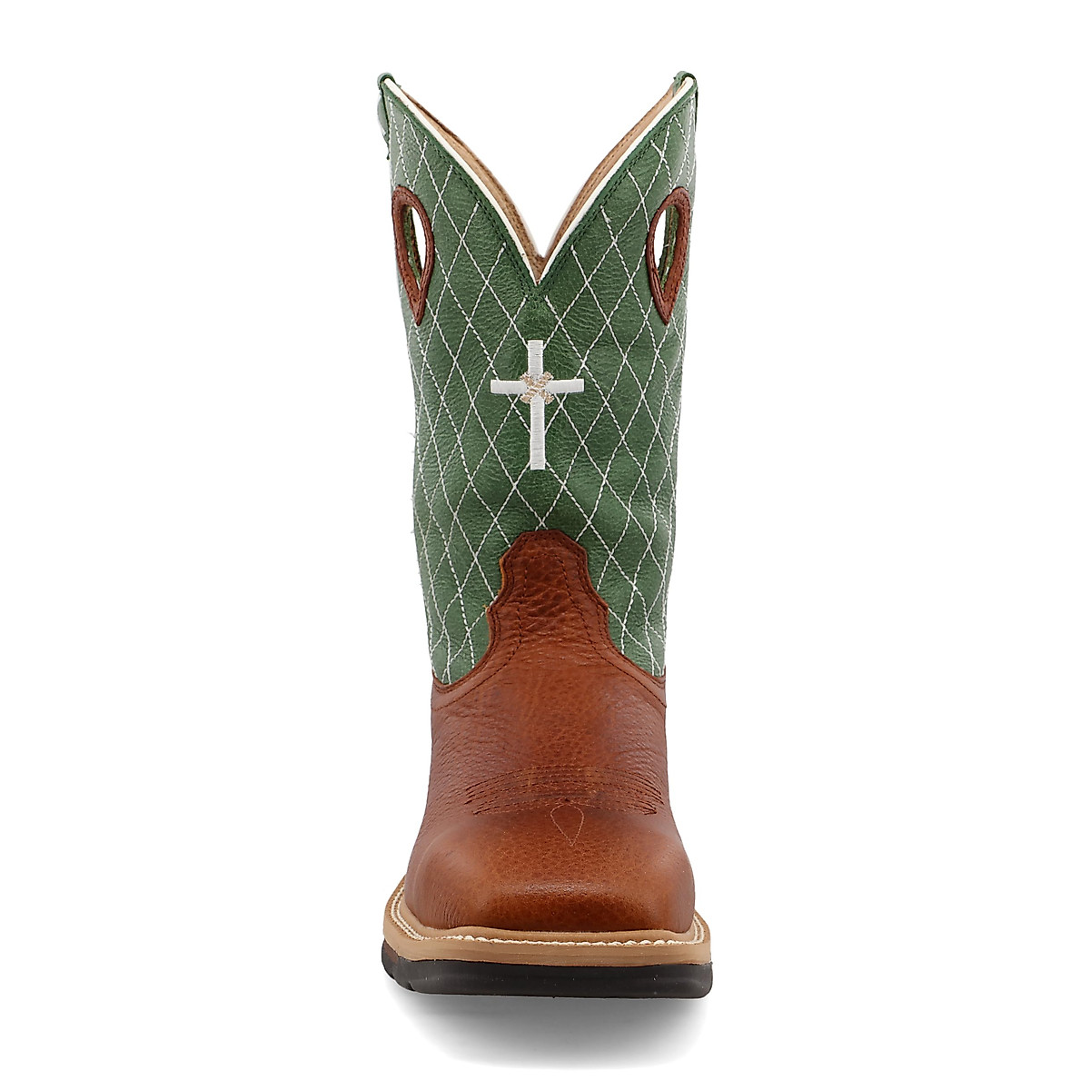 Twisted X Men's 12" Western Work Boot, Square Toe Steel Toe, Cognac Glazed Pebble & Lime, 11.5 D