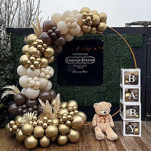 Brown Balloon Garland Arch Kit 153PCS Nude Sand Beige White Chrome Gold and Tan Coffee Brown Latex Balloon for Boho Baby Shower Wedding Birthday Party Decoration