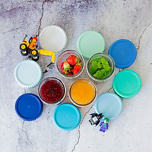 Youngever Glass Baby Food Storage, 4 Ounce Stackable Baby Food Glass Containers with Airtight Lids, Glass Jars with Lids, 8 Coastal Colors (8 Pack)