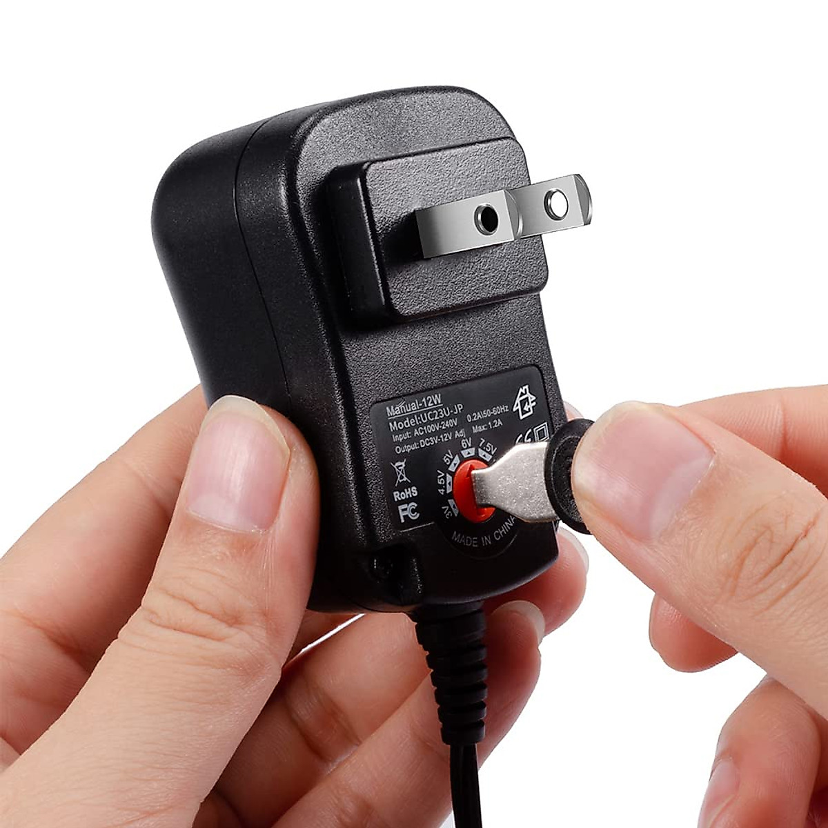 SoulBay 12W Universal AC Adapter Reversible Polarity Multi Voltage DC Power Supply, with 9pcs Adaptor Tips, Compatible with 3V to 12V Household Electronics, 1.2Amp Output