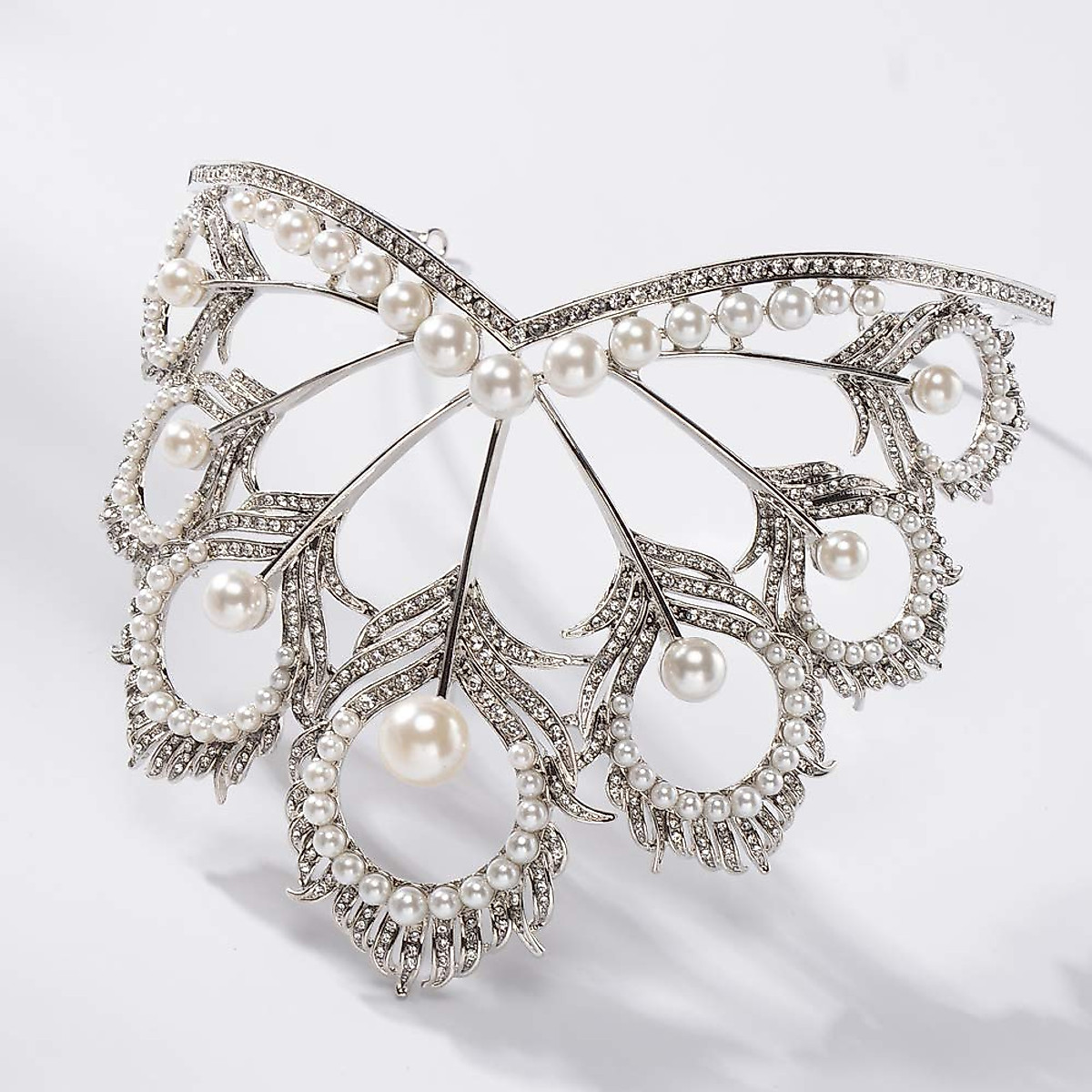 S SNUOY Prom Princess Crown Pearl Tiara Rhinestone Tiara Pageant Queen Crown Wedding Hair Jewelry