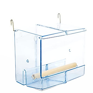 Birds LOVE Bird Feeder Seed Catcher Tray Hanging Cup Food Dish for Parrot Cage for Small Birds Lovebirds Cockatiels Canaries Sun Conures Blue