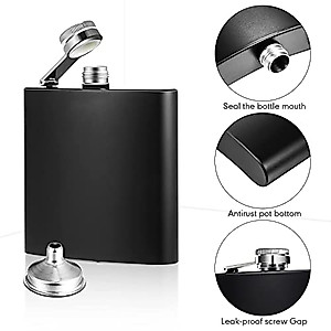 20 Pieces Stainless Steel Hip Flask Matte Black Flask Set Leak Proof Drinking Liquor Flask Metal Hip Flask with 20 Pieces Funnel for Men Women Drinking Alcohol Whiskey Wine Wedding Party Supply (6 oz)
