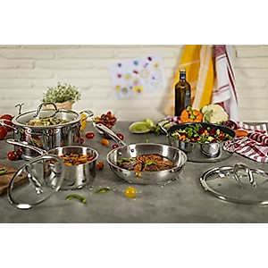 KUHN RIKON Allround Oven-Safe Induction Uncoated Frying Pan, 28 cm, Stainless Steel, Silver