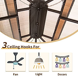 Domi 10' X 12' Hardtop Gazebo, Permanent Outdoor Gazebo with Polycarbonate Double Roof, Aluminum Gazebo Pavilion with Curtain and Net for Garden, Patio, Lawns, Deck, Backyard