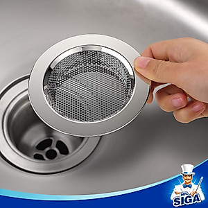 MR.SIGA Kitchen Sink Strainer, Stainless Steel Sink Drain Strainer, Dishwasher Safe, Outer Diameter4.4 inch/11.2cm, Inner Diameter 3 inch/7.6cm, Pack of 3