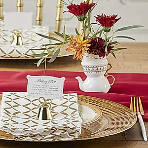 Kate Aspen Gold Kissing Bells Place Card/Photo Holder, Set of 24
