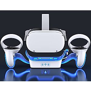 Fast Charging Dock for Oculus Quest 2-LED Light Enhanced Headset Display Fast Charging Stand Touch Controller Mount Accessories for Meta Quest 2