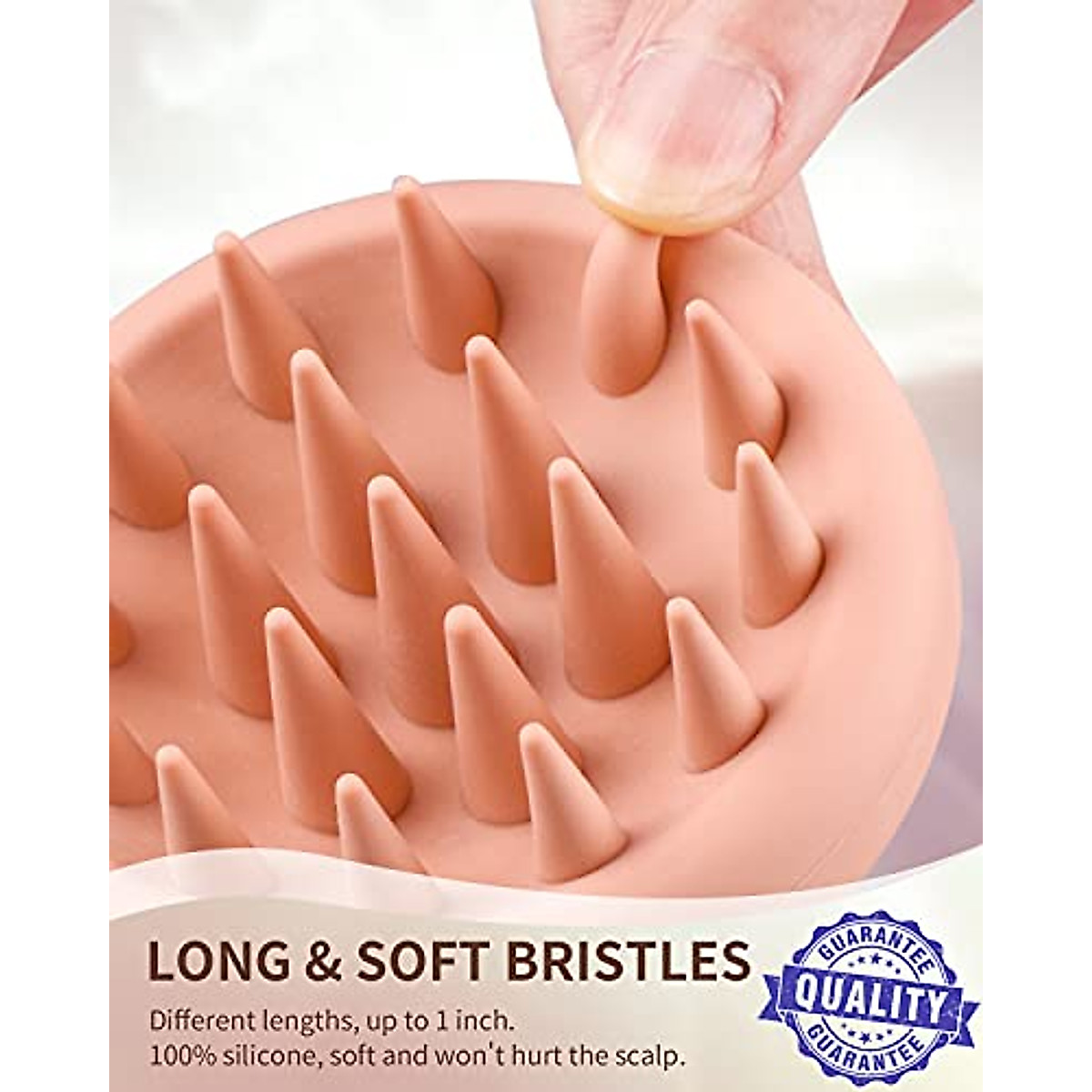 BEAUTLOHAS. Silicone Scalp Massager Shampoo Brush, Shower Scalp Scrubber with Soft Bristles, Scalp Brush for Hair Growth & Dandruff Treatment, Wet Dry Hair Massager for All Hair Types of Women (Pink)