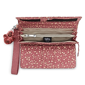 Kipling Rubi Large Printed Wristlet Wallet Bubbly Flowers Pink