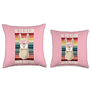Pink Llama Stuff Be The Reason Someone Smiles Today-Llama Lama Throw Pillow, 16x16, Multicolor