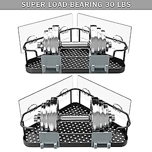 Orimade Corner Shower Caddy Organizer Basket with Hooks Adhesive No Drilling Wall Mount Bathroom Shelf Shampoo Holder Storage Rack Rustproof, 2 Pack-Black, Only for 90-Degree Corner