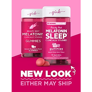 PINK Melatonin Gummies | 10mg | Max Potency | Vegan, Non-GMO & Gluten Free | 70 Count | Mixed Berry Flavor