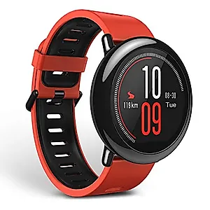 Amazfit Pace Multisport Smartwatch by Huami with All-Day Heart Rate and Activity Tracking, GPS, 5-Day Battery Life, (A1612 Red Band)