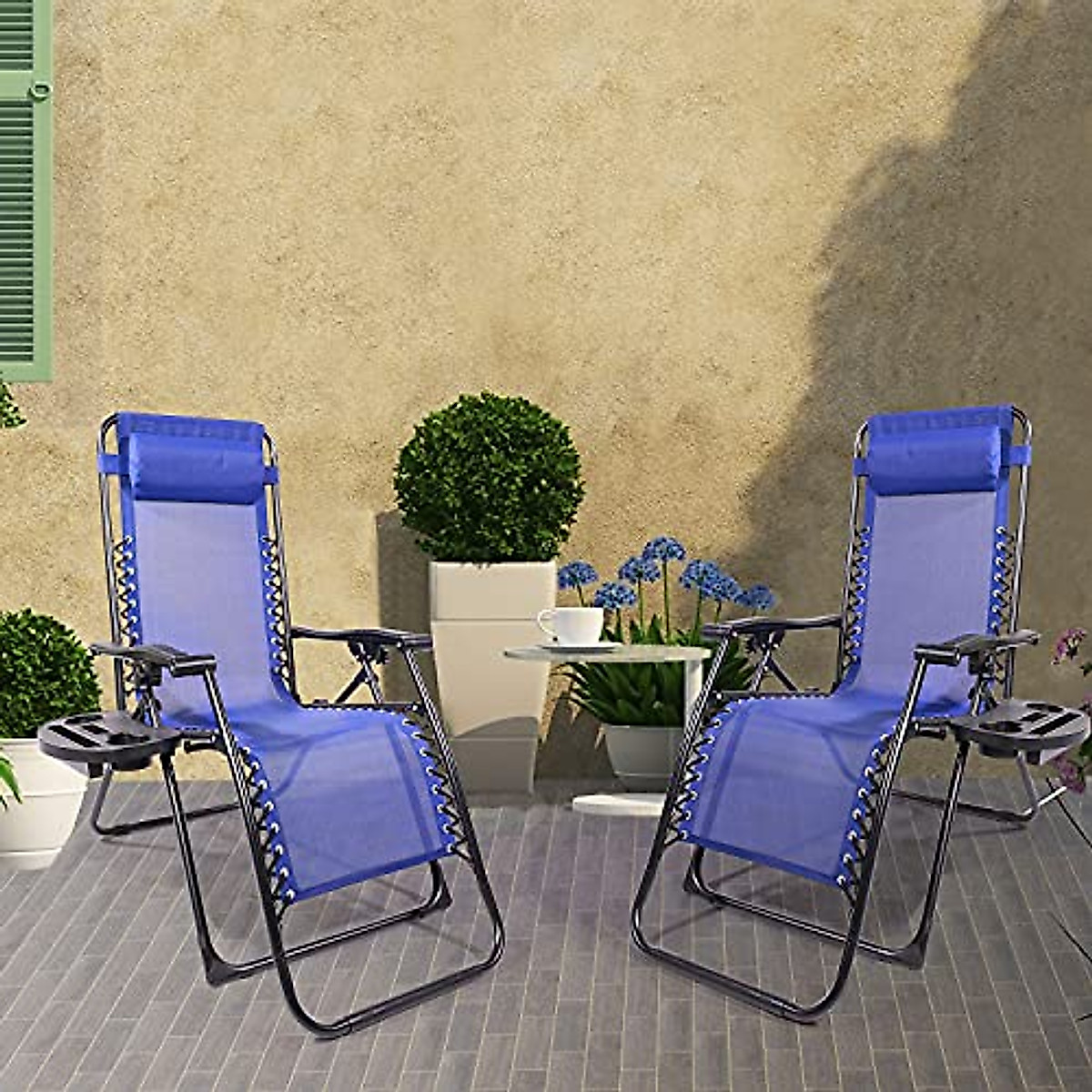 Yangming Galion Reclining Zero Gravity Chair (Set of 2), Dark Blue