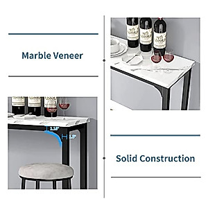 HOMYSHOPY Bar Table Set for 3, 4 Piece Console Table with 3 Stools, Counter Height Kitchen Table Set with 3 Chairs for Breakfast Nook, Living Room and Apartment (White & Black)