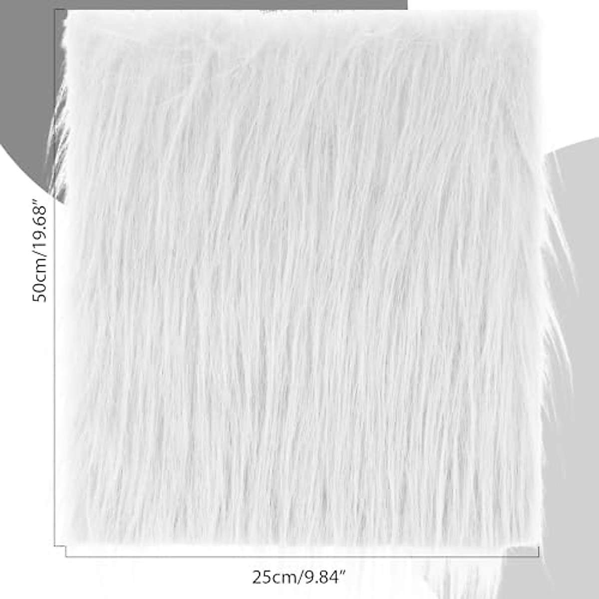 White Faux Fur Fabric 10x20inch Pre-Cut Craft Fake Fur Fabric for for Crafts,Costume,Camera Floor,Gnomes,Decoration Plush Fabric，Fur for Therian Mask for Christmas Halloween DIY(White)