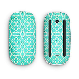 Design Skinz Teal and White Bubble Morrocan Pattern Vinyl Decal Compatible with The Apple Magic Mouse 2 (Wireless, Rechargable) with Multi-Touch Surface