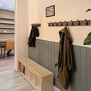 WEBI Rustic Coat Rack Wall Mount Grey,5 Cast Iron Hooks,Coat Hooks Wall Mounted,Heavy Duty Antique Vintage Hooks for Hanging Coats,Jacket,Clothes