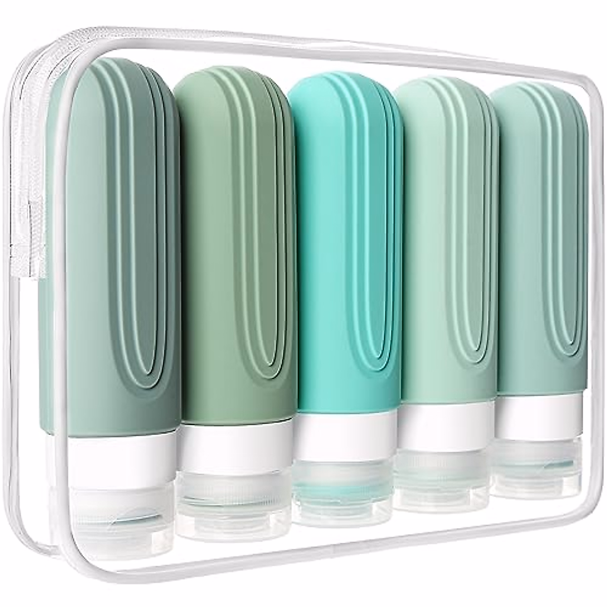 CHEODIN Travel Bottles for Toiletries, 5 Pack TSA Approved Travel Size Containers, 3oz Leak Proof Refillable Travel Accessories for Shampoo Conditioner, BPA Free Travel Bottles with Toiletry Bag