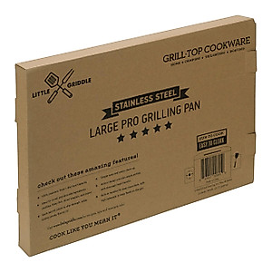 Little Griddle - Large Pro Grill Pan, High sidewalls with built-in handles, Stainless Steel Material, Big Food Capacity and Vented Design - Durable and Easy to Clean