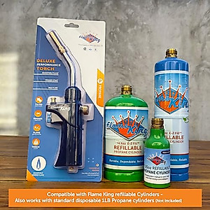 Flame King FK-028CGA High Intensity Propane Torch Head for Soldering, Brazing, Plumbing, Lighting Charcoal/Fire Pits,Compatible with 1LB Cylinders, MAPP, and MAP-PRO