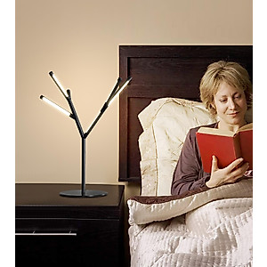 Q&S Bedside Table Lamp,Modern LED Black Table Lamp Mid Century Industrial Side Table Lamp for Living Room Bedroom Office Desk