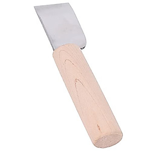 Kadimendium Leather Working Knife, Wooden Handle Leather Round Knife High Sharpness Wide Application for Leather