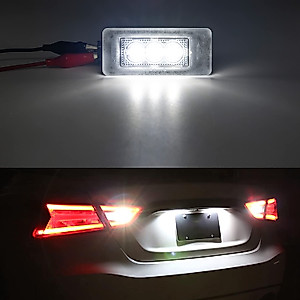 LED License Plate Lights Compatible w/ 2019-2021 Ni-ssan Altima Versa Sentra Rogue, OEM Led Number Lamps Replacement Canbus Error Free 6000K Xenon White Led Rear Tag Light Kit Assembly