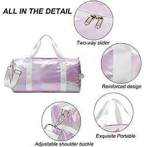 ZHIERNA Sports Gym Dance Bag for Women Girls, Shimmery Waterproof Duffle Travel Bag With Shoes Compartment and Wet Dry Pocket (Purple)