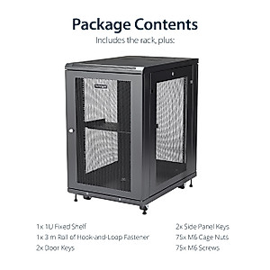 StarTech.com 4-Post 18U Server Rack Cabinet, 19" Data Rack Cabinet for IT / Network Equipment, with Adjustable Mounting Rails