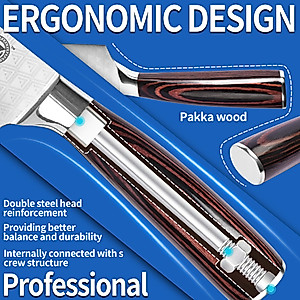 XYJ Kitchen Knife Block Sets 7pcs Stainless Steel Chef Knife Canvas Knife Bag Drawer Knife Holders Cooking Knife For Meat Fish Vegetable Cutting (Coffee)