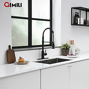 GIMILI Oil Rubbed Bronze Touchless Kitchen Faucet with AC Adapter, Motion Sensor Smart Hands Free Single Handle Kitchen Sink Faucet with Pull Down Sprayer