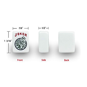 HNDTEK American Mahjong Set - Red Burgundy Soft Bag - 166 White Engraved Tiles, 4 All-in-One Rack/Pushers Western Mah Jongg Game Set