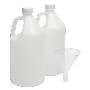 Built Industrial 2 Pack Refillable Plastic Gallon Jugs with Lids and Funnel, 4.9 x 5.3 Funnel