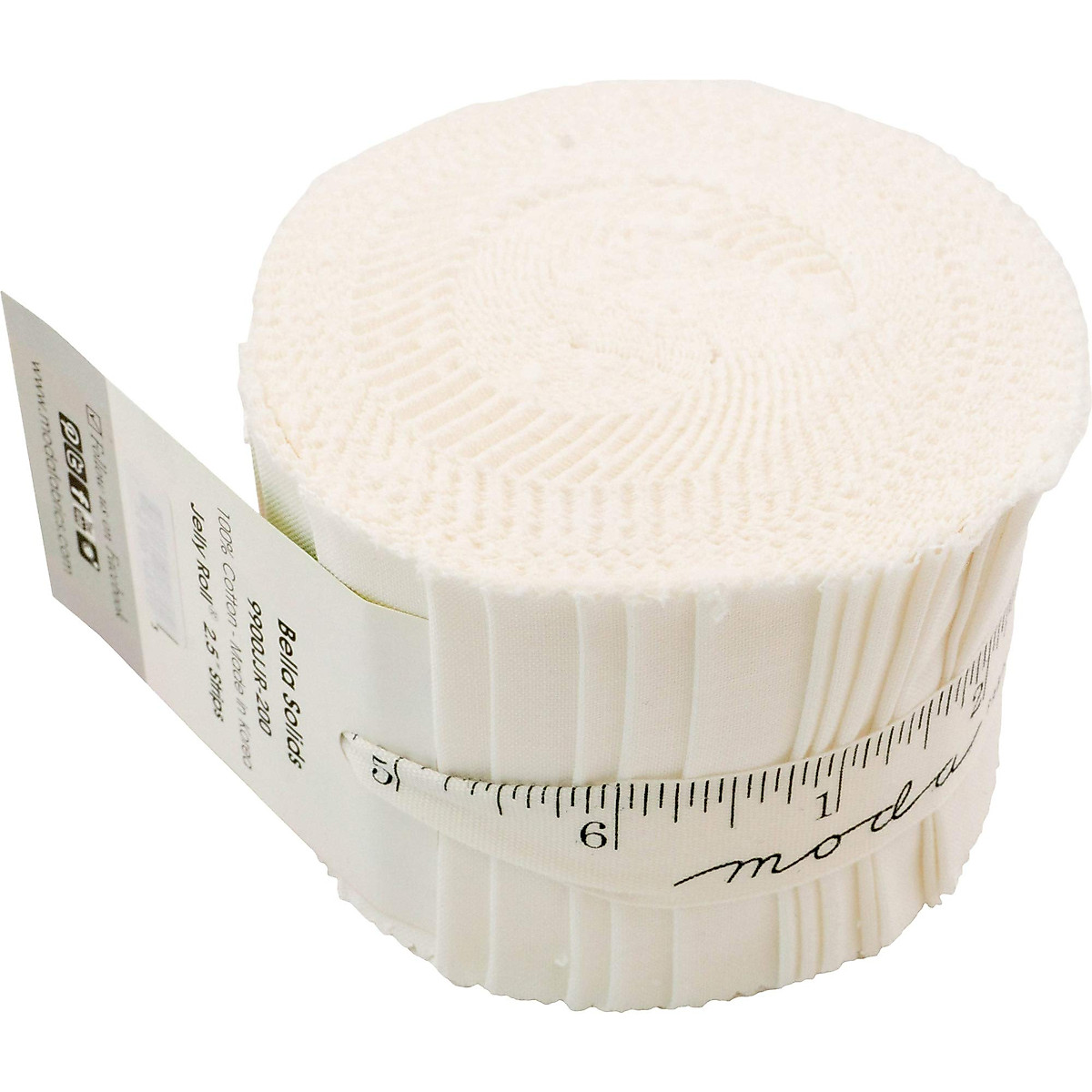 Bella Solids Off White Junior Jelly Roll 20 2.5-inch Strips Moda Fabrics 9900JJR 200