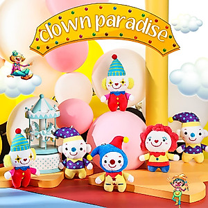 Zomiboo 8 Pack Cute Clown Plush Doll, Stuffed Circus Clown Plush Toy Doll for Halloween Carnival Birthday Holiday Party Favors Gift Decoration