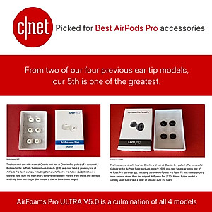 CharJenPro Patented AirFoams Pro Ultra V5.0 Memory Foam Ear Tips w/Foam Shield for AirPods Pro 1st & 2nd Gen, Newest Version 5.0, Secure, Comfortable, Super Noise Cancellation, Replacement Buds, SML