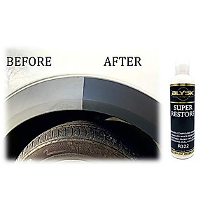 Blysk Super Restore 8oz. Trim and Plastic Restorer Protectant, Renew Trim, Bumpers, Guards, Non-Greasy, Super Shine, Long Lasting, Dry-to-The-Touch