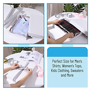 MPFY- White Shirt Gift Wrap Boxes with Tissue Paper and Wrapping Band,10 Pack, White, 15”x9.5"x2", Gift Box, Gift Boxes with Lids, Gift Boxes for Presents, White Box, Box for Gift, Wedding Gift Box