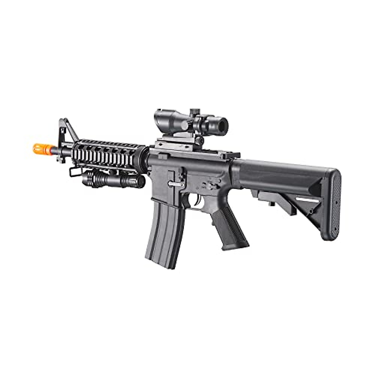 350 FPS Heavy Version M4 Airsoft ABS Plastic Spring Rifle w/Flashlight and Red Dot Sight (Color: Black)