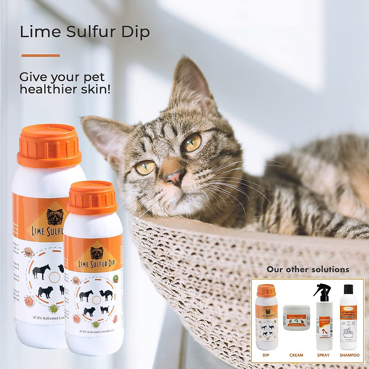 Classic's Lime Sulfur Dip (8 oz - Extra Strength Formula - Safe Solution for Dog, Cat, Puppy, Kitten, Horse