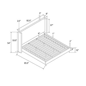 DHP Eveline Upholstered Platform Bed Frame - King in Textured Ivory Canvas