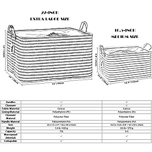 Hinwo 31L Large Storage Bins, Closet Organizers and Storage, Shelf Baskets, Foldable Clothes Storage Baskets with Handles, Containers for Clothing, Blanket, Towels, Toys, Bedding (Pink Stripe)