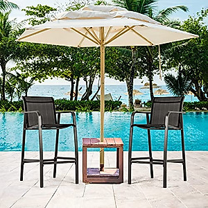 MAMIZO Outdoor Bar Stools Set of 2, Bar Chairs with Footrest and Armrest, Bar Height Patio Stools with High Back for Garden, Courtyard, Pool, Deck, All-Weather Textilene Patio Furniture Set,Bar chairs