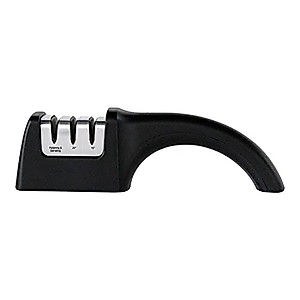 Chef'sChoice AngleSelect Diamond Hone Professional Manual Knife Sharpener for Straight and Serrated Knives with Precise Angle Control Compact Footprint, 3-Stage, black