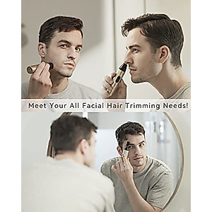 unibono Ear and Nose Hair Trimmer, Dual-Hole Vortex Cleaning System Facial Hair Grooming Kit Include Rechargeable Eyebrow Trimmer & Facial Hair Removal Shaver Stocking Stuffers Gifts for Men Women