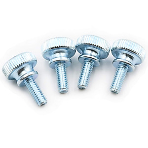 LBY 30pcs Knurled Hand Screw, M4 x 10mm Flat Knurled Head Fully Threaded Thumb Screws(Double Layer Step), Carbon Steel Galvanize