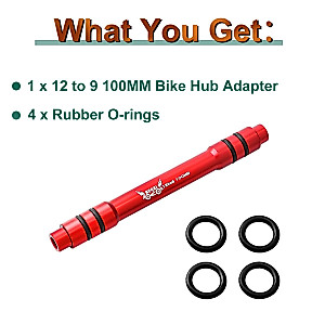MUQZI Bicycle QR Adapter 12 to 9mm Front Wheel Hub Adapter 100mm Thru Axle Hub Quick Release for Mountain Road Bike, Red
